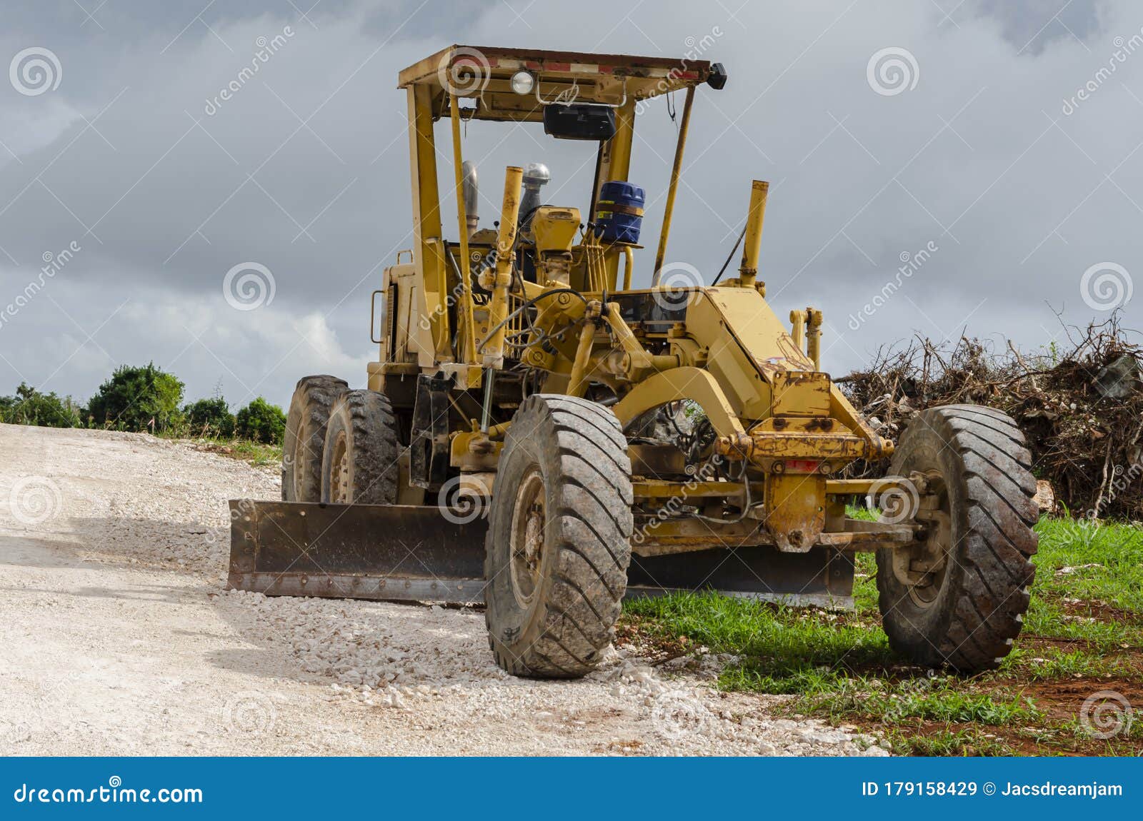Road Construction Grader on Work Site Stock Image - Image of duty ...