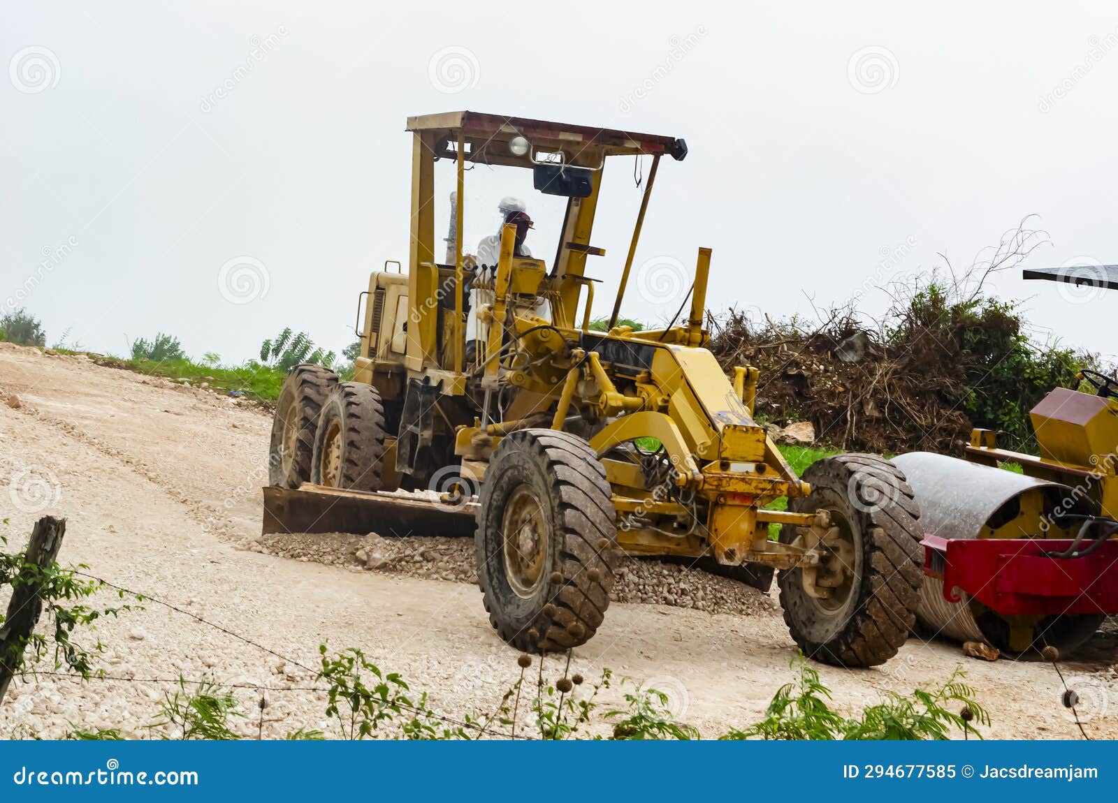 Road Construction Grader on Work Site Stock Image - Image of motor ...