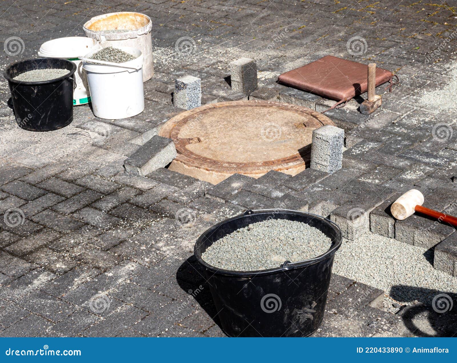 Road Construction with Gully in the Old Town Stock Photo - Image of ...