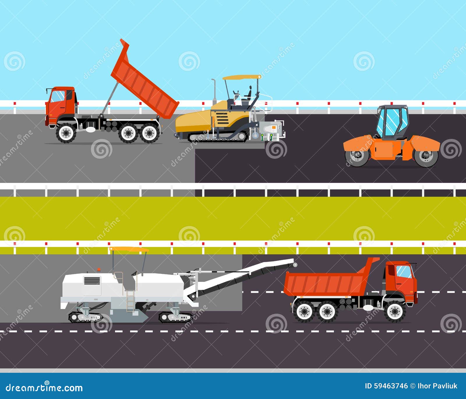 Road construction stock vector. Illustration of fence - 59463746
