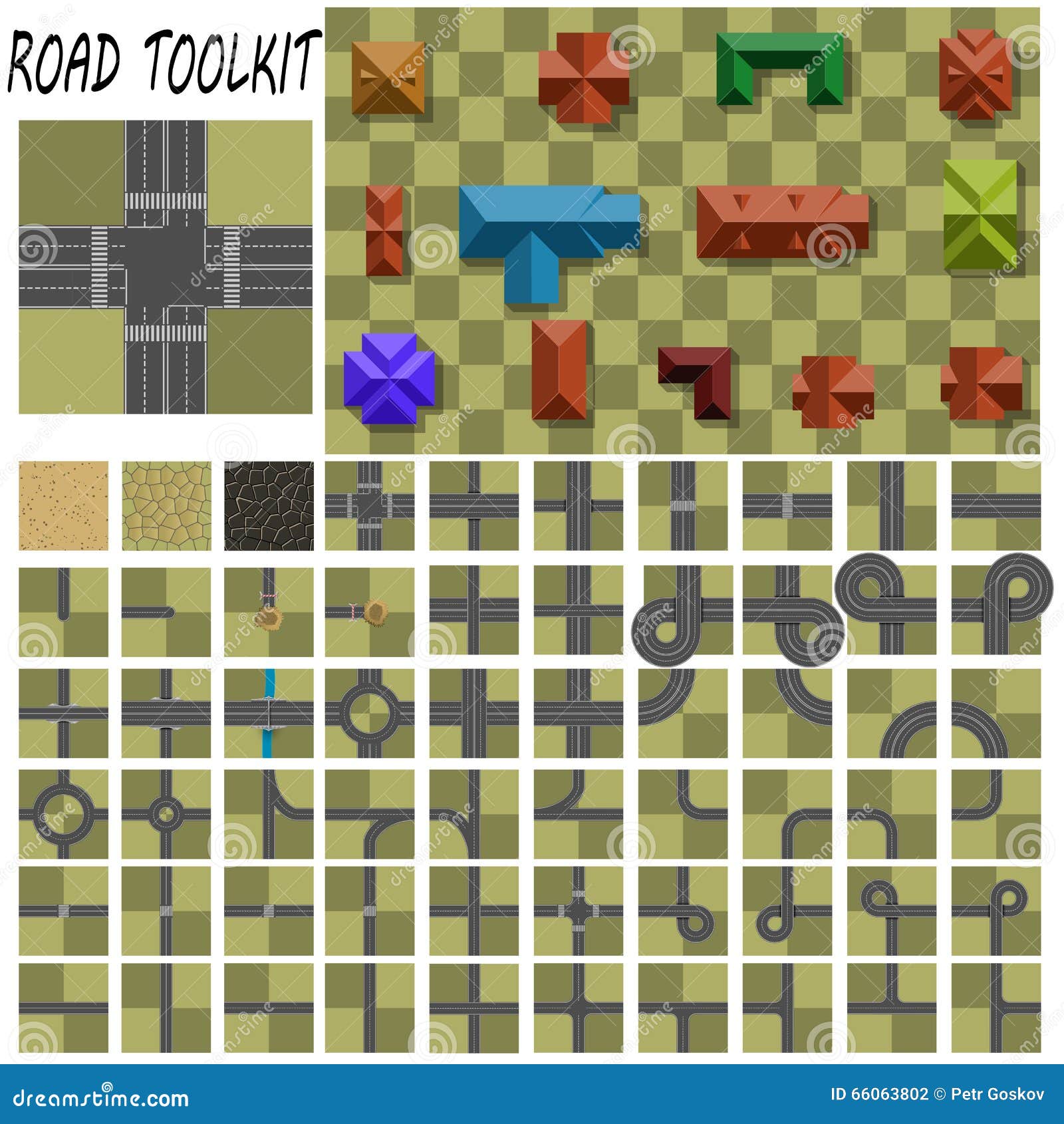 Road construction kit stock vector. Illustration of segment - 66063802