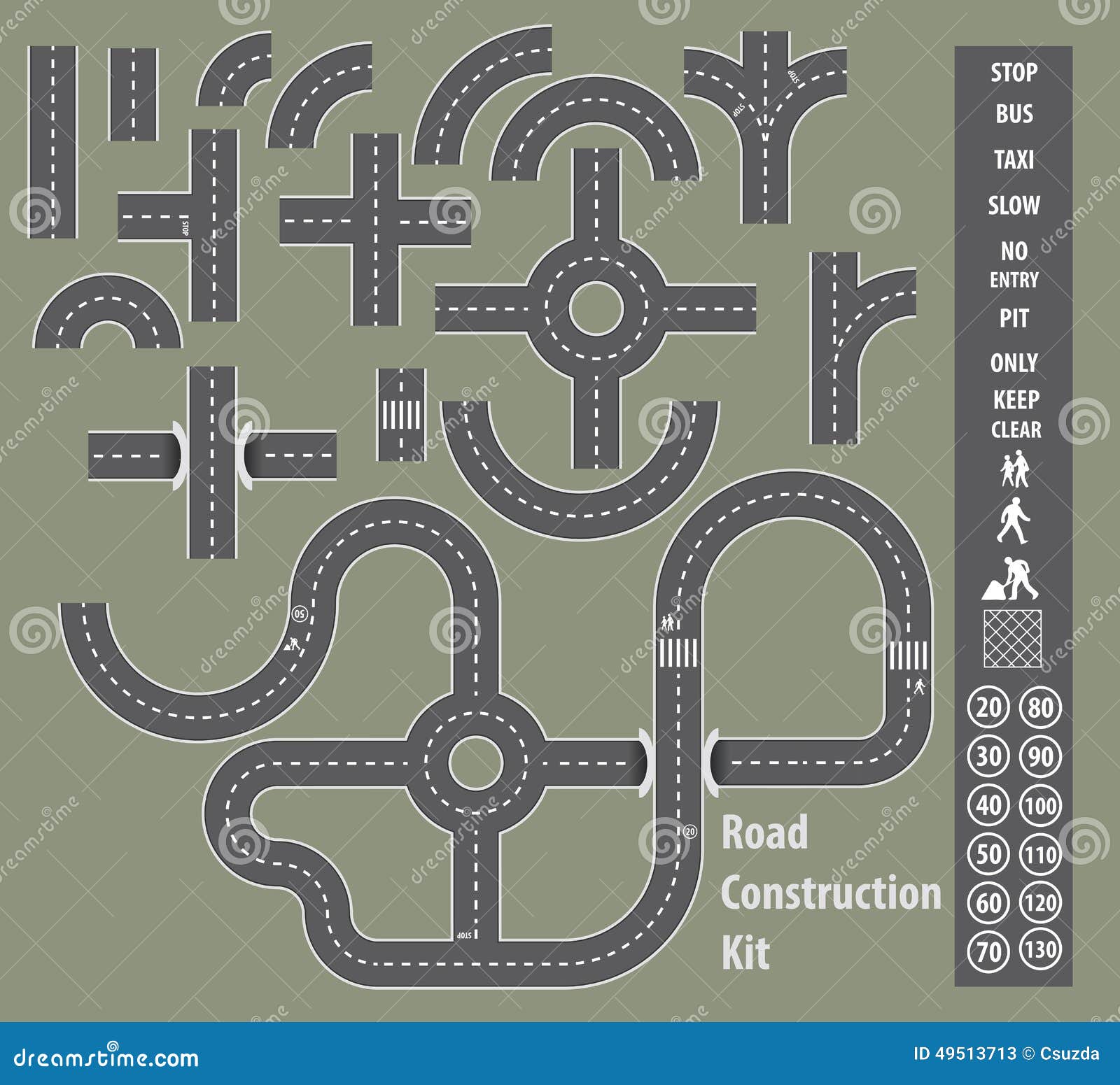 Road construction kit stock vector. Illustration of line - 49513713