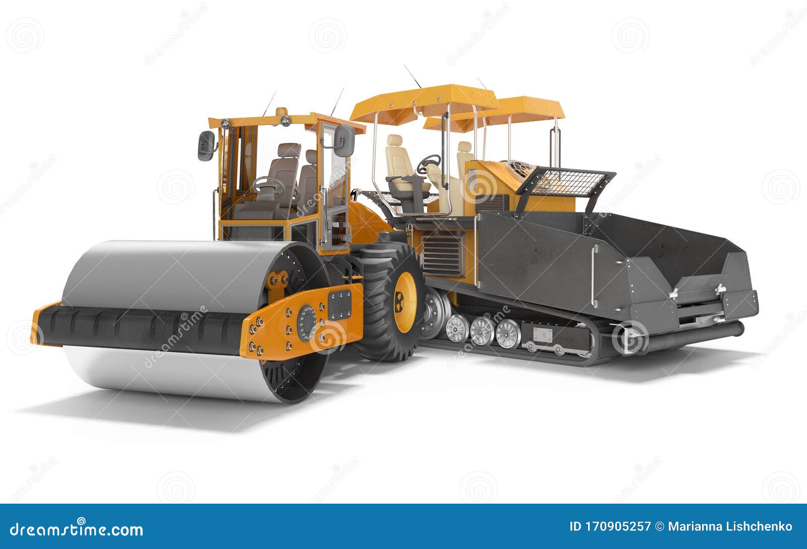 Road Construction Machinery Orange Asphalt Spreader Machine And Road ...