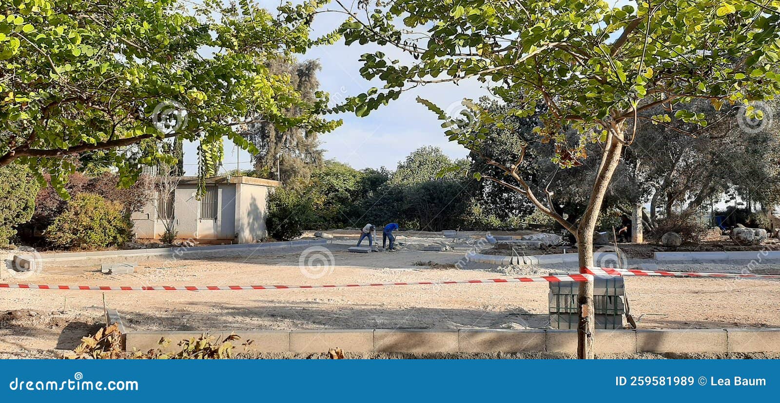 Road Construction /Men Clearing Loose Gravel. Stock Image - Image of ...