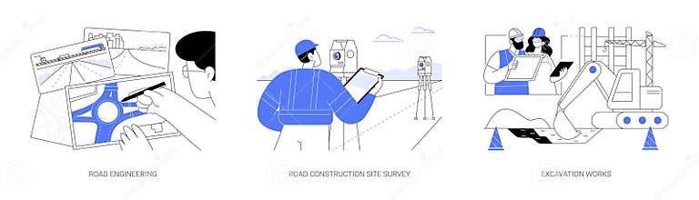 Road Construction Process Abstract Concept Vector Illustrations. Stock ...