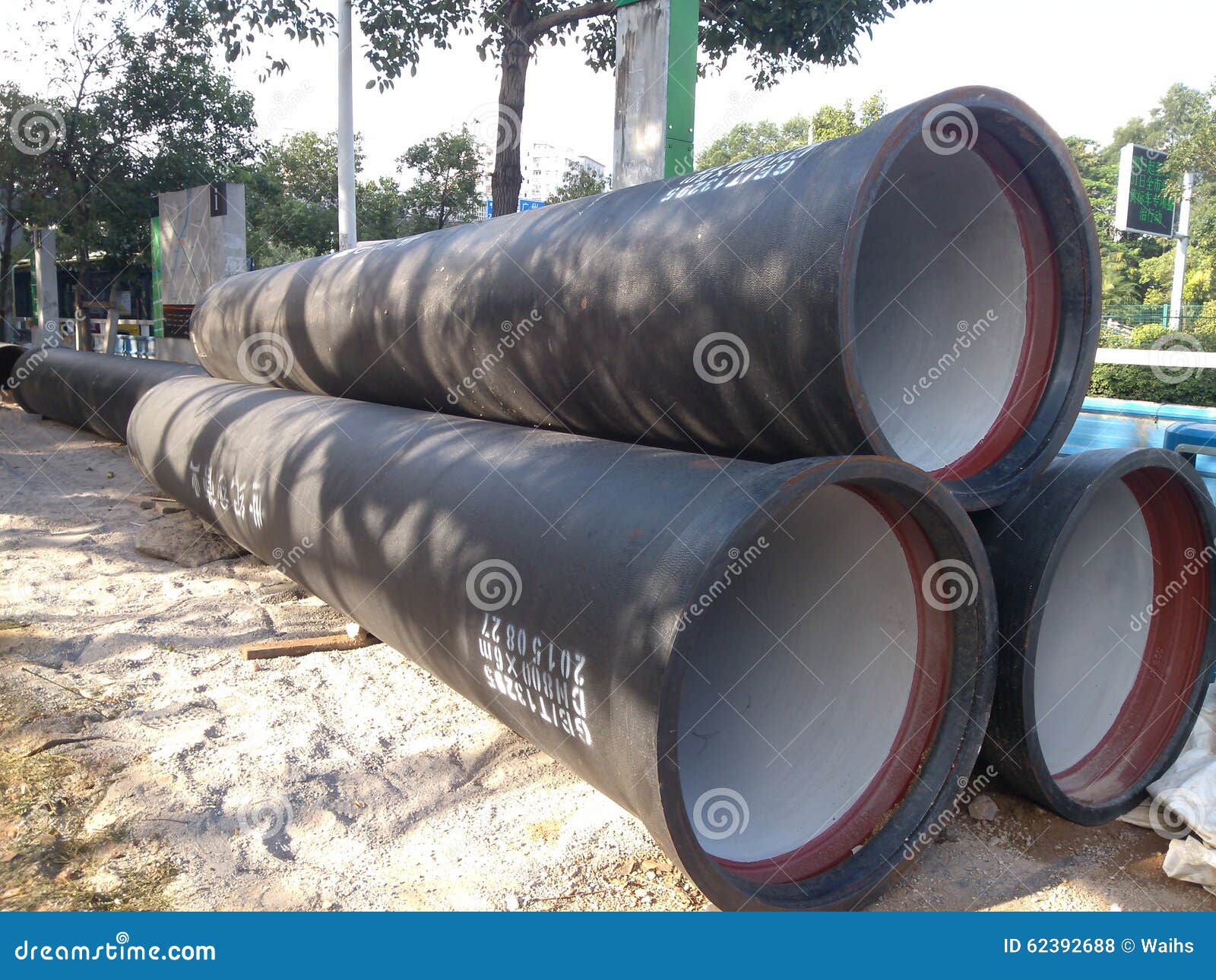 Road Construction, Put Some of the Giant Pipes Editorial Stock Photo ...