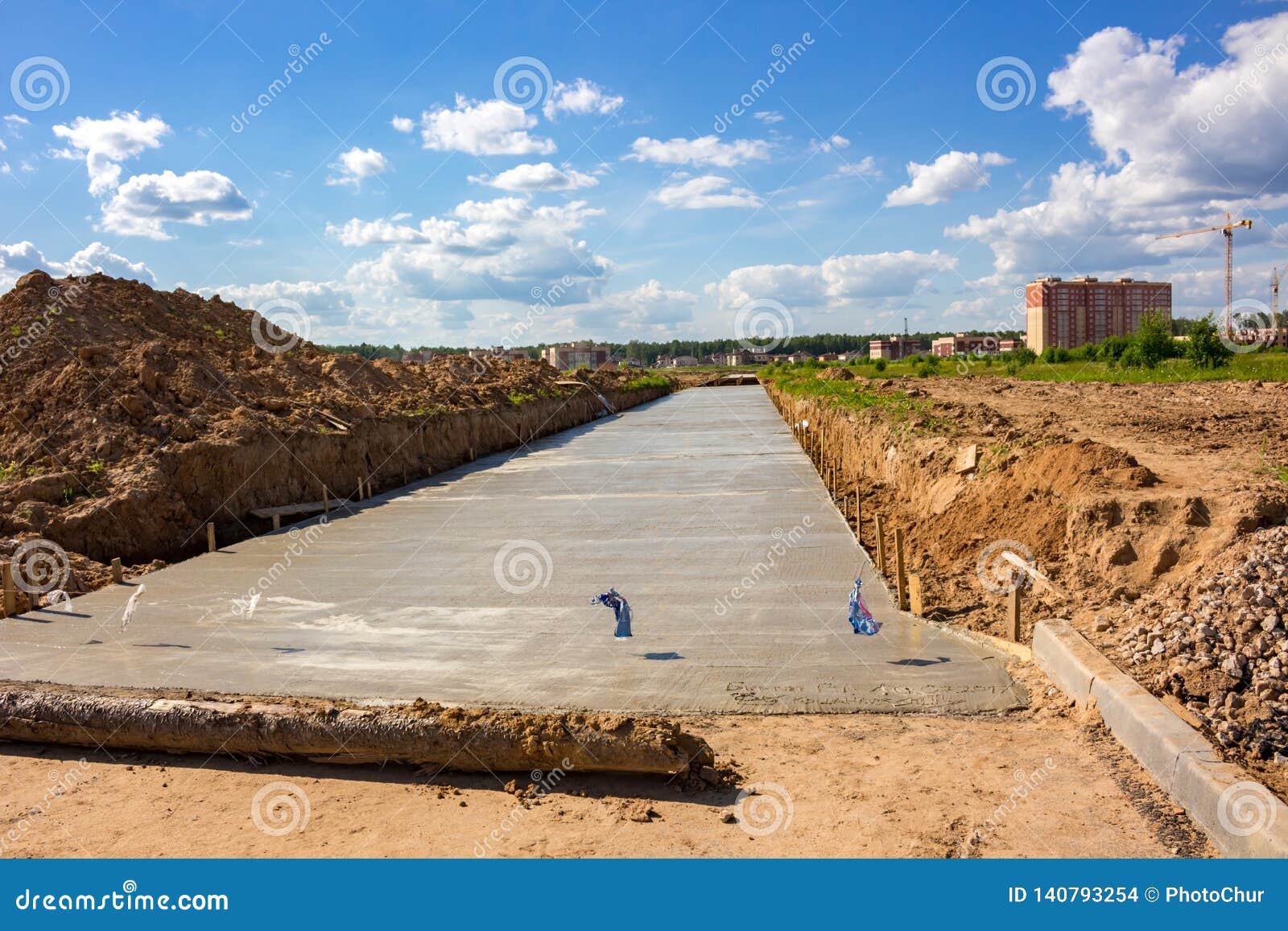 Road construction stock photo. Image of fresh, cement - 140793254