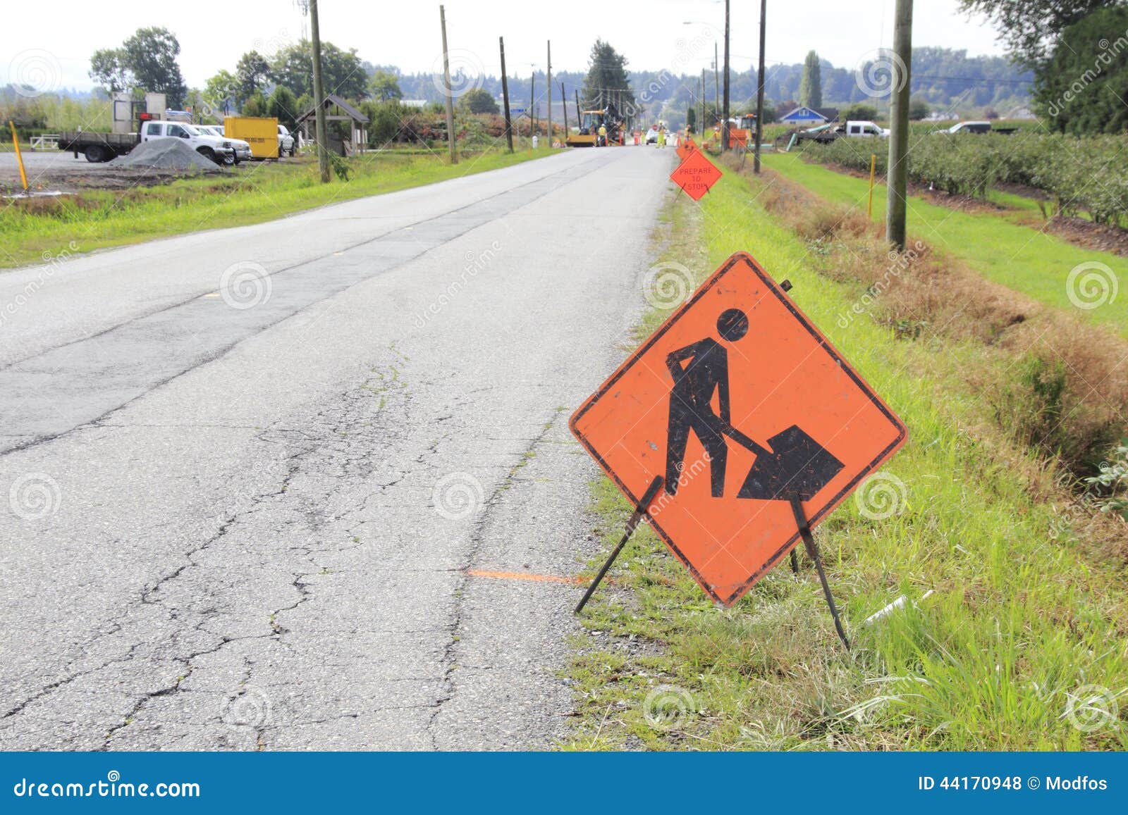 Road Construction Sign stock photo. Image of digging - 44170948