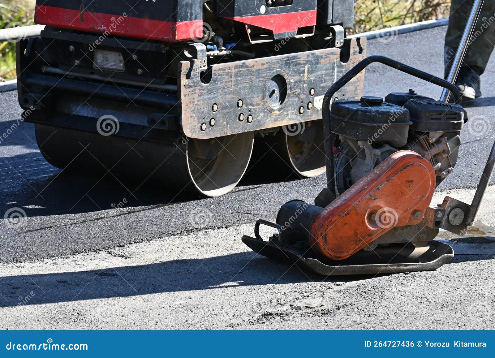 The Road Construction Site. Asphalt Paving Work Stock Photo - Image of ...