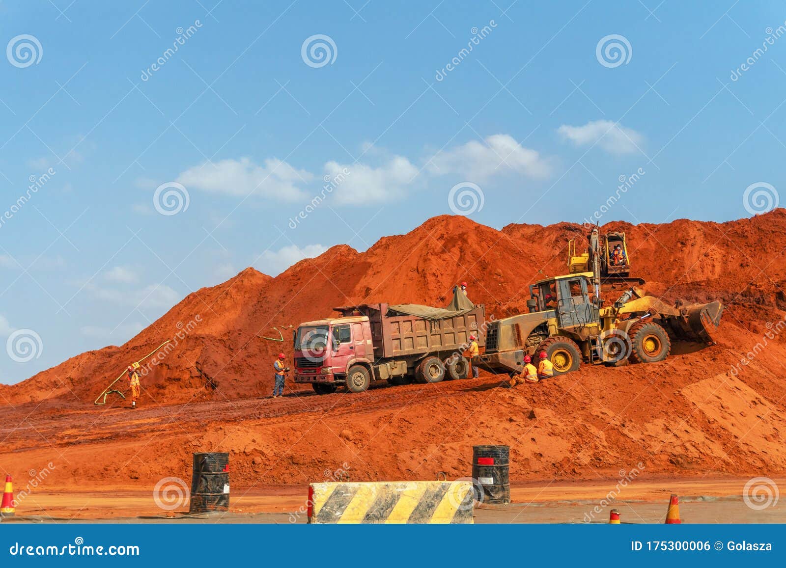 Road Construction Site with Diggers and Trucks, Mozambique Editorial ...