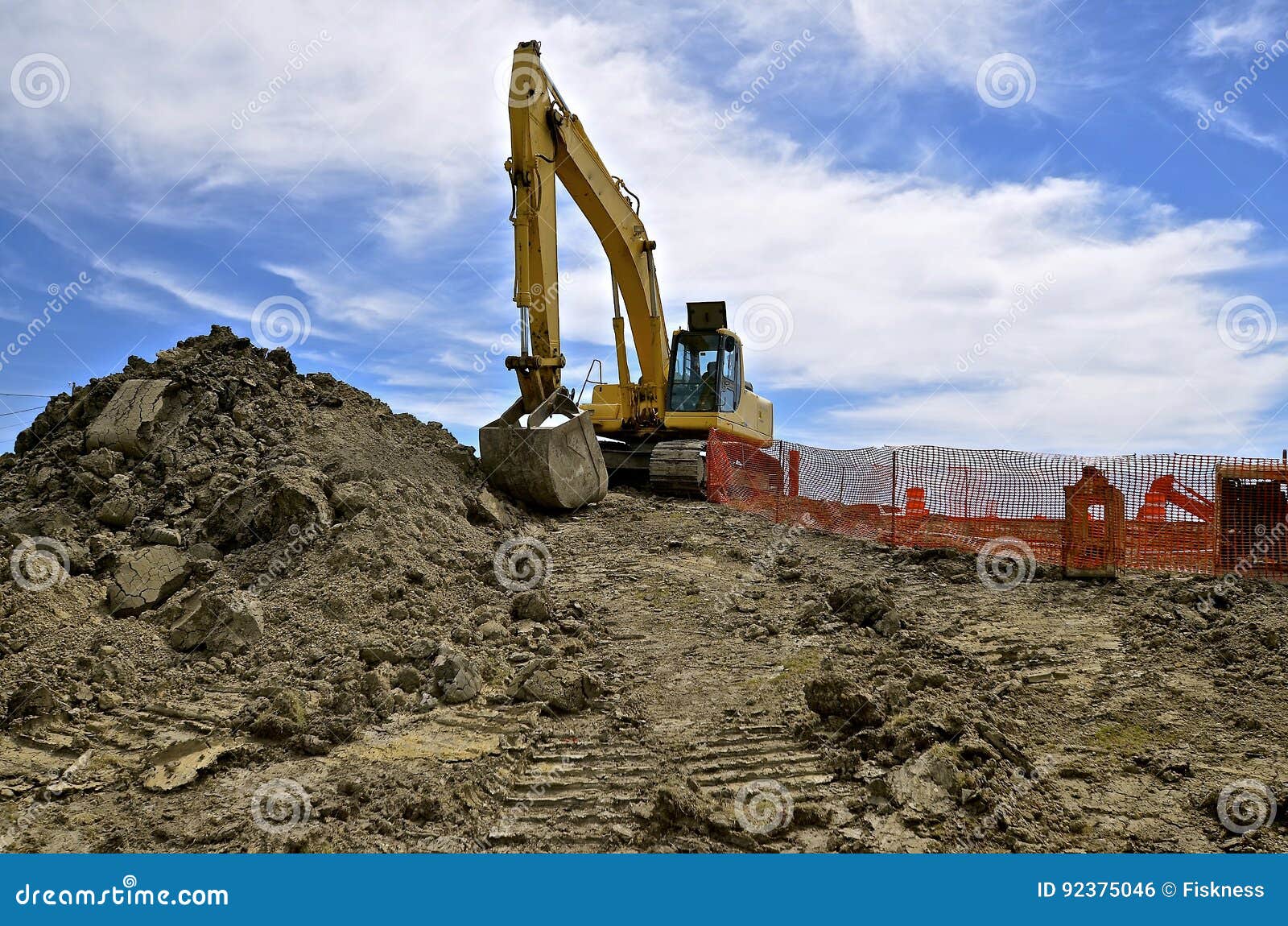 Road Construction Site with Excavating Machine Editorial Photo - Image ...