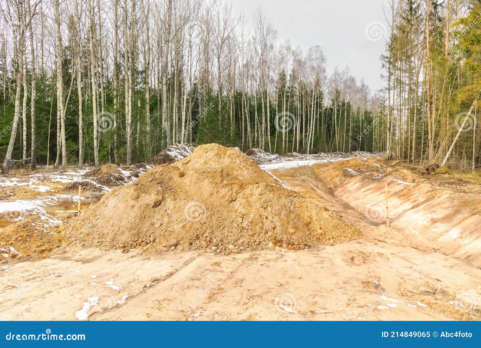 Road Construction Site through Forest Stock Image - Image of trees ...