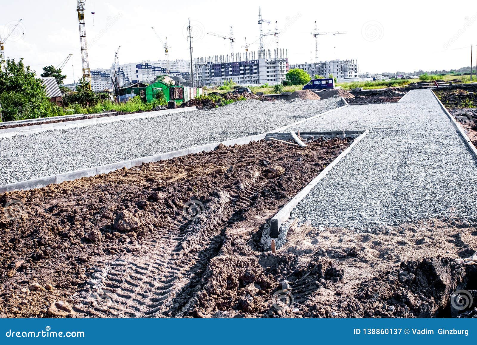 Road Construction Site, Stones and Gravel Stock Image - Image of ...