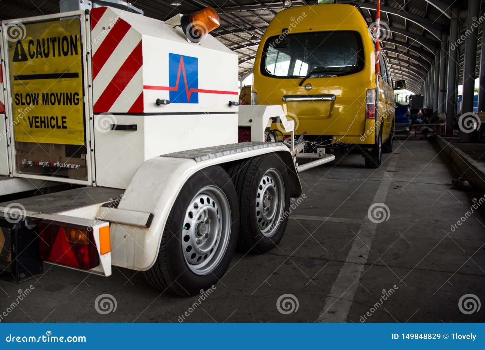 A Road Construction Site Vehicle Bumps Falling Tester Stock Image ...
