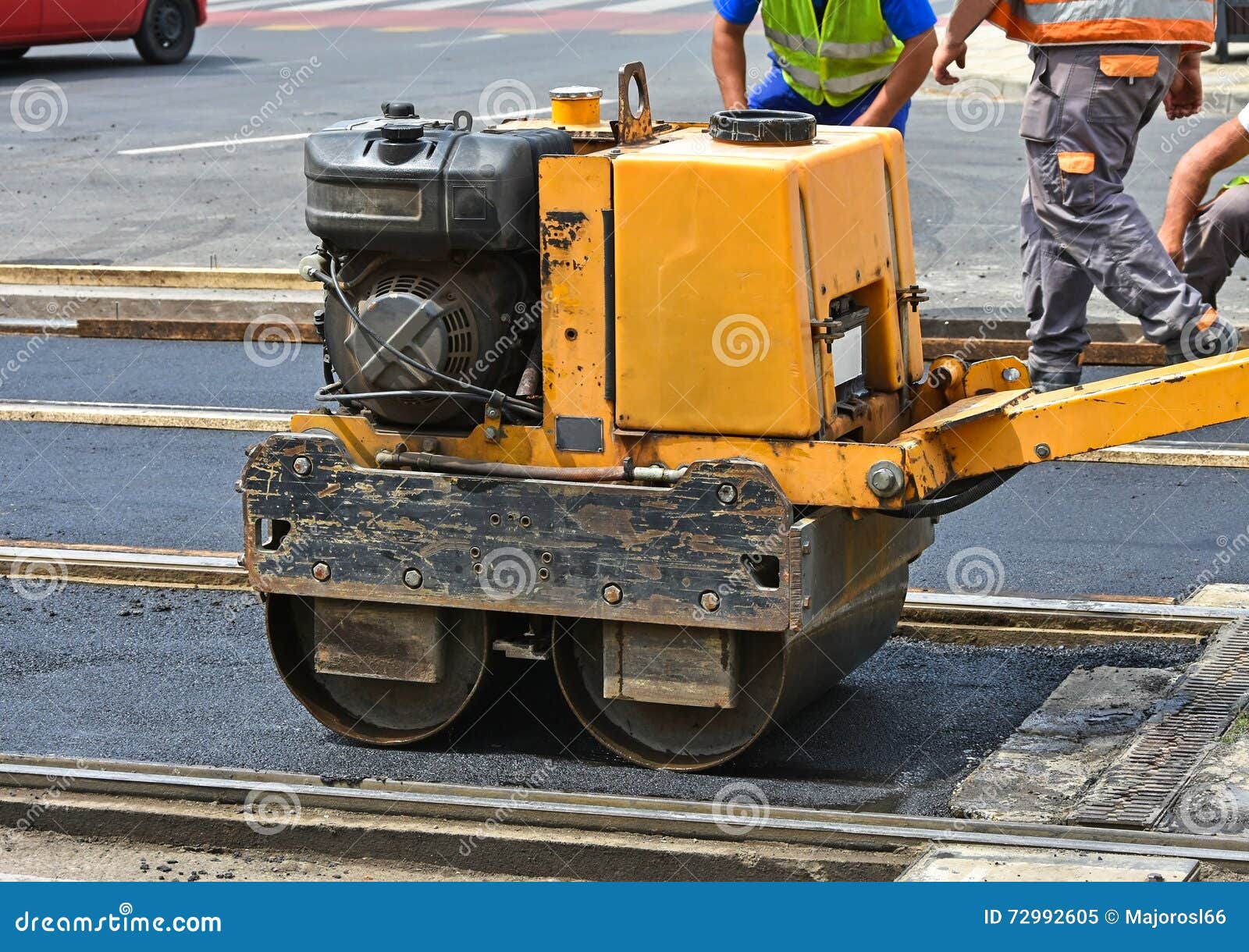 Road Construction with Steam Roller Stock Image - Image of machinery ...