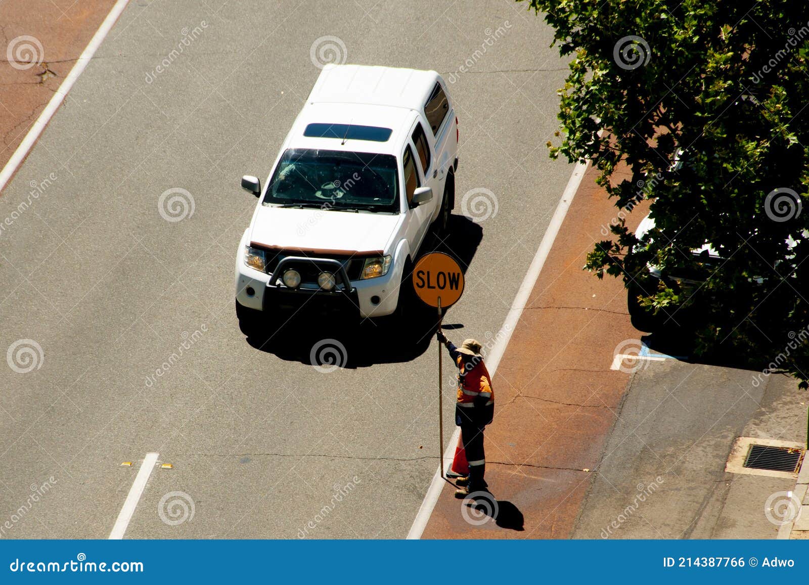 Road Construction Traffic Controller Stock Photo - Image of stop, perth ...