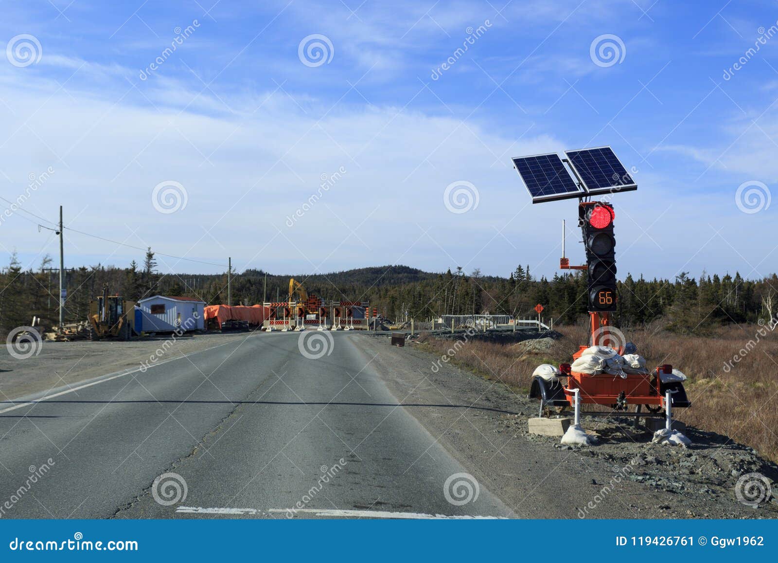 Road Construction Traffic Lights Stock Image - Image of maintenance ...