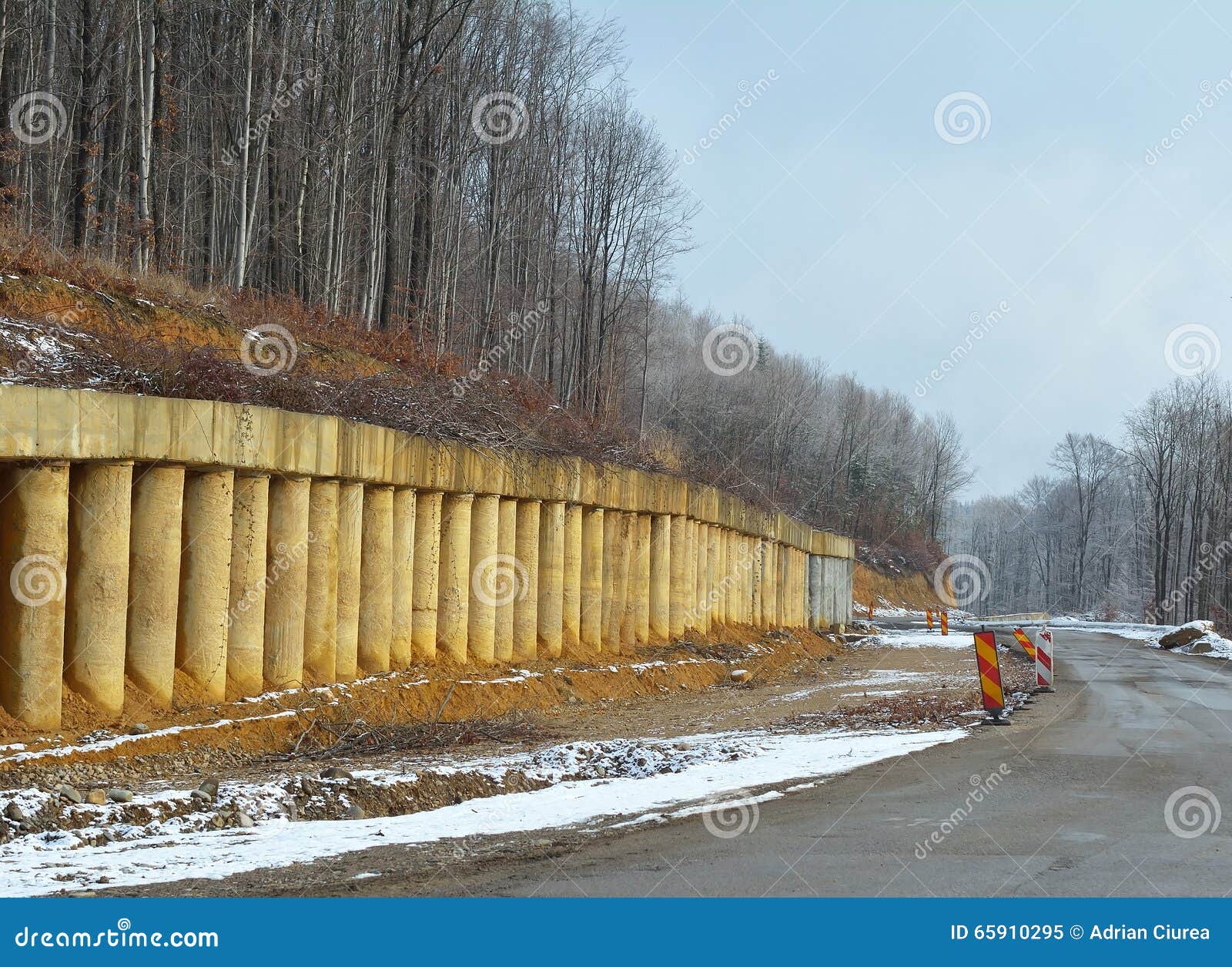 Road Construction in Winter Stock Image - Image of orange, machine ...