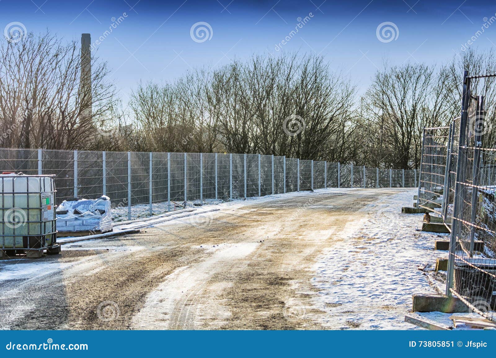 Road Construction in Winter Stock Image - Image of industry ...