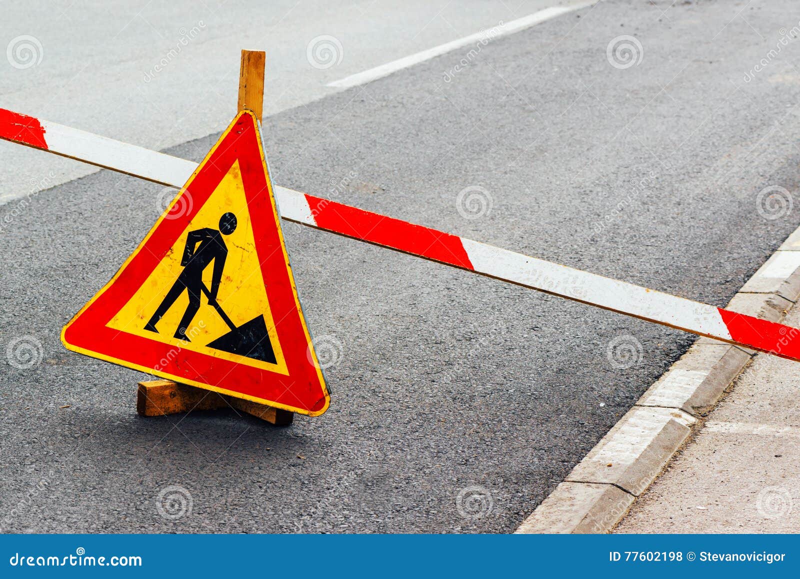 Road Construction Work Sign Stock Photo - Image of industry, asphalt ...