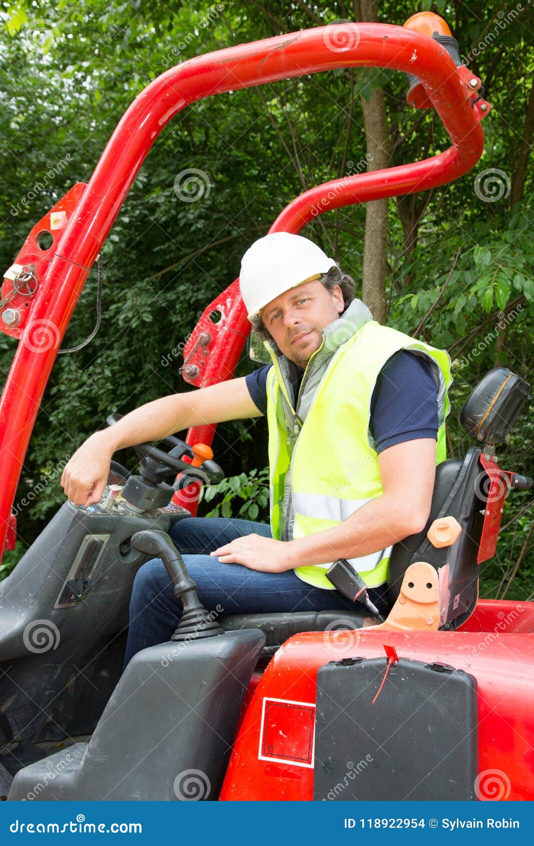 Road Construction Worker in Heavy Equipment Stock Photo - Image of ...