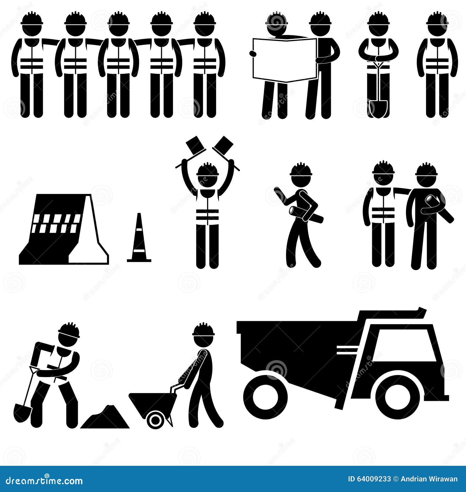 Road Construction Worker Stick Figure Pictogram Icons Stock Vector ... Road Construction Worker Stick Figure Pictogram Icons Stock Vector ...