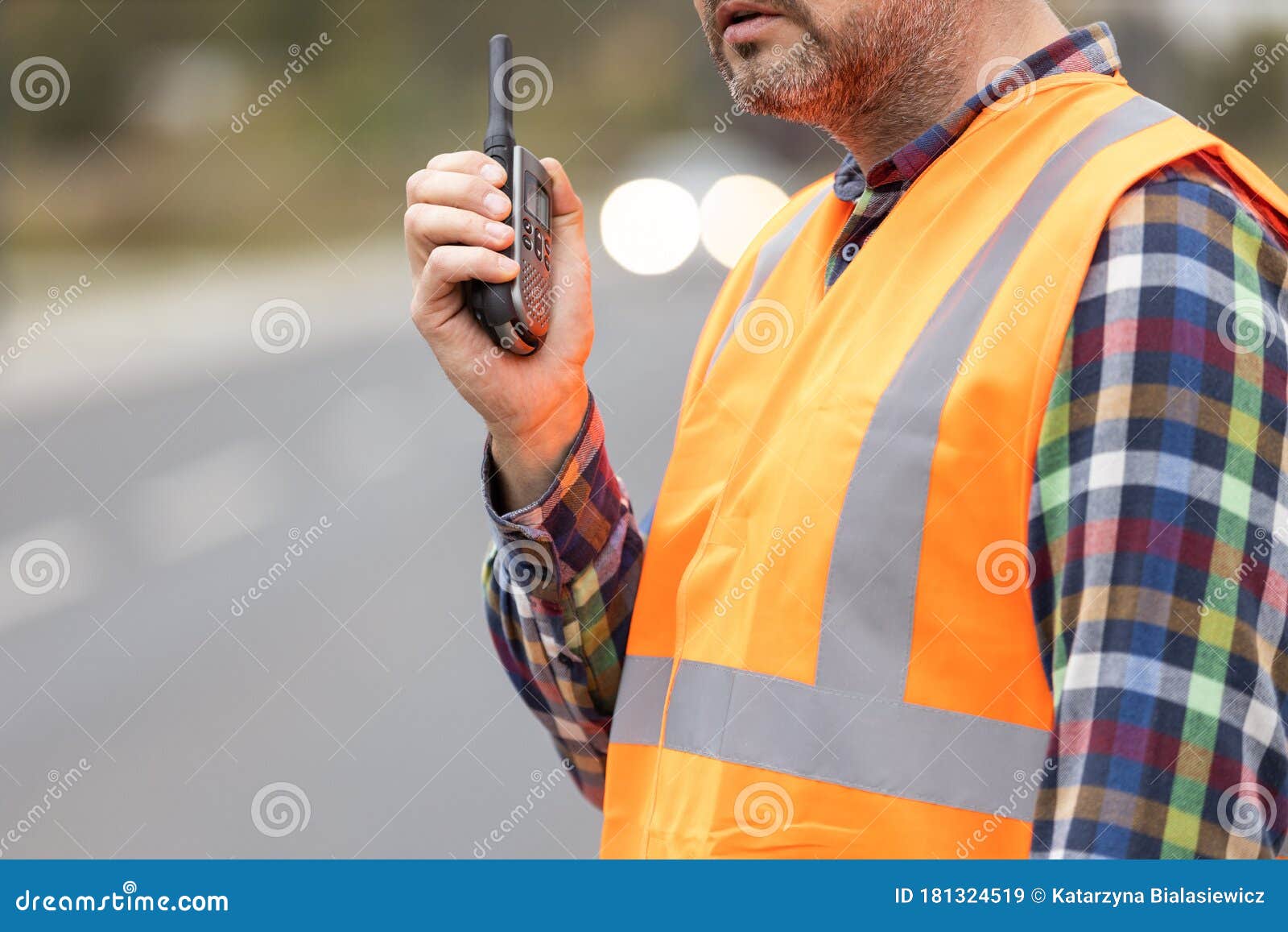 Construction Workers Talking To Walkie-talkie Stock Image - Image of ...