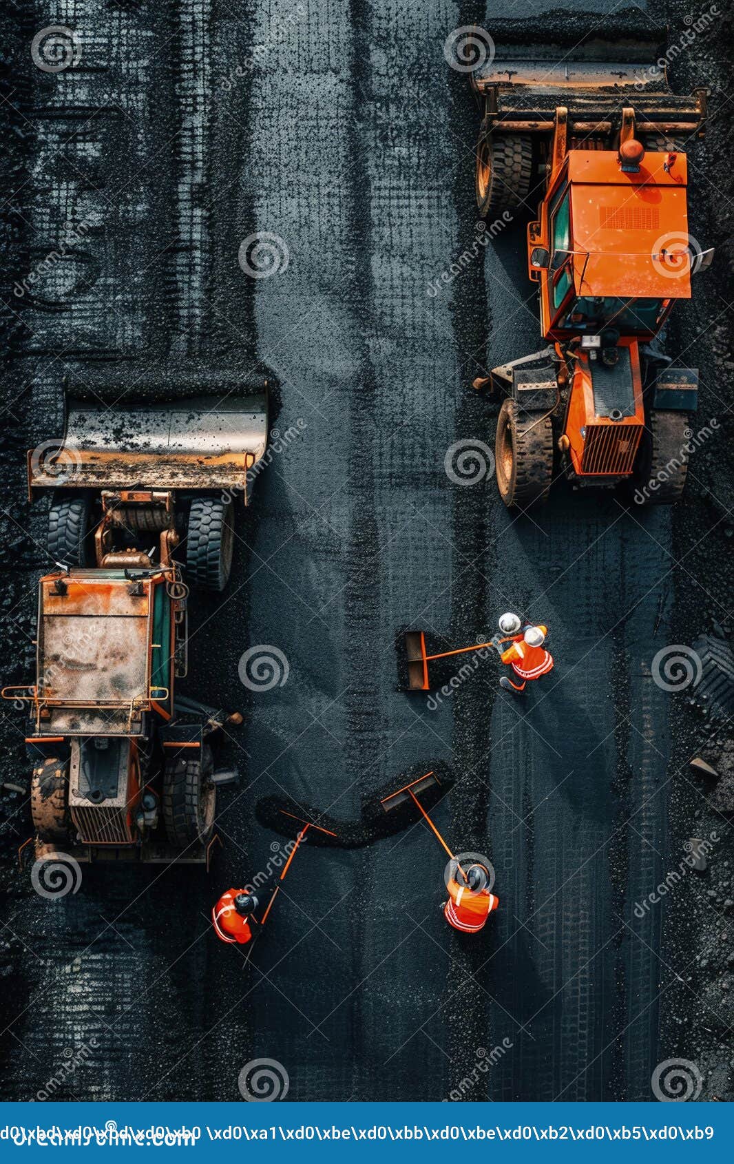 Road Construction Workers Teamwork Tarmac Laying Work Stock ...