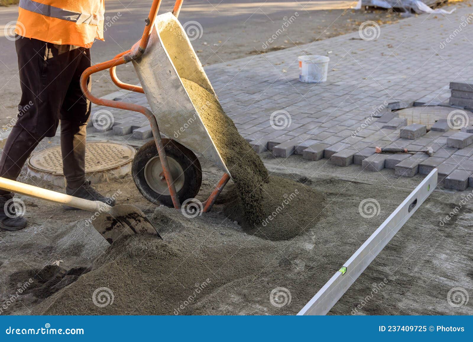Road Construction Works with Preparation of the Surface To Establish ...