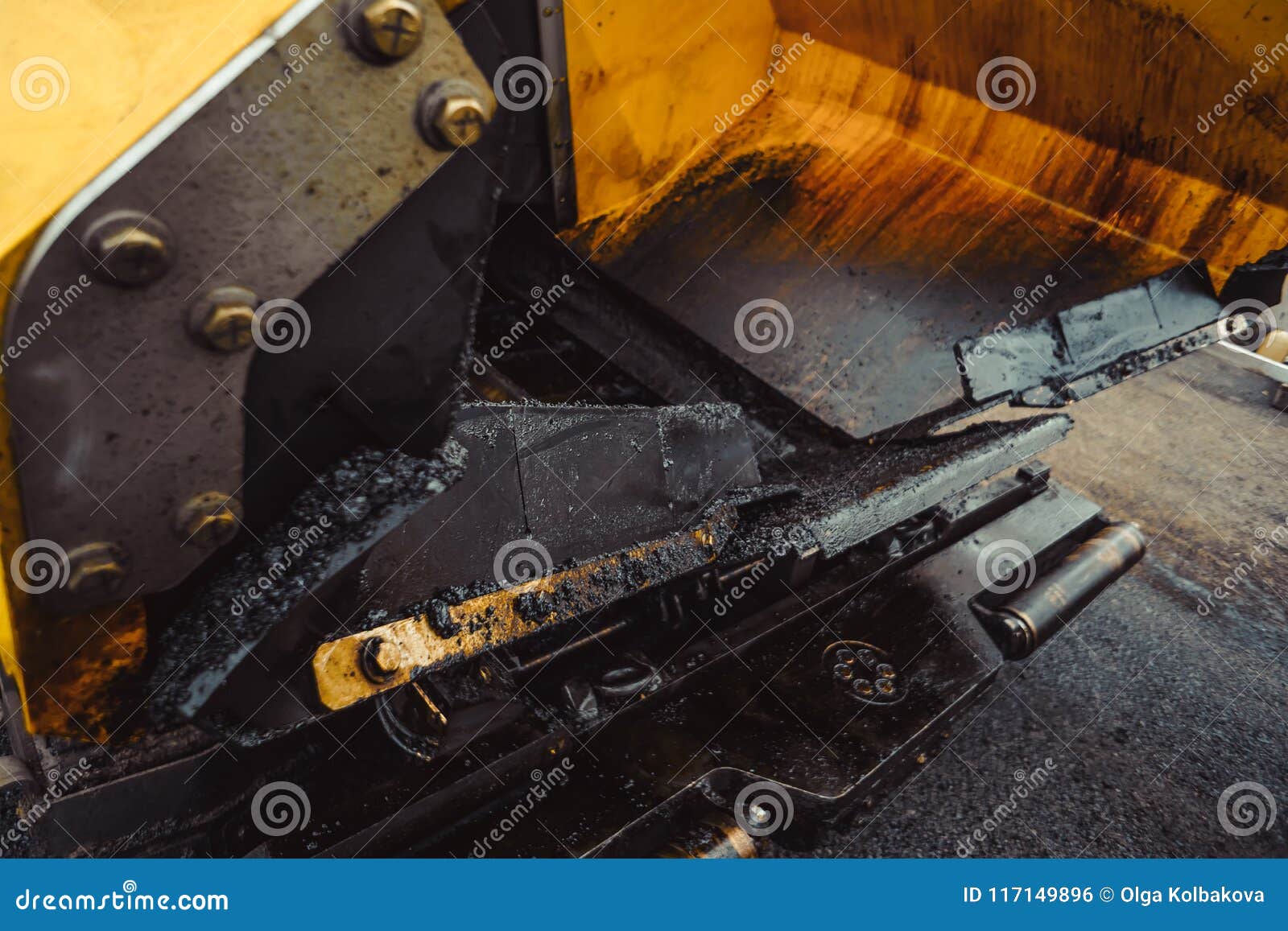 Asphalt laying machines stock photo. Image of close - 117149896