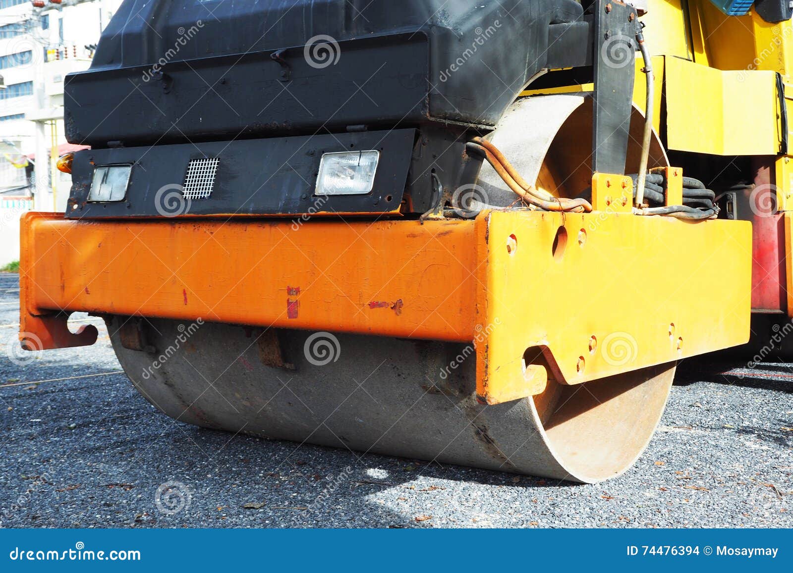 Road Construction Works with Steamroller Machine Stock Photo - Image of ...