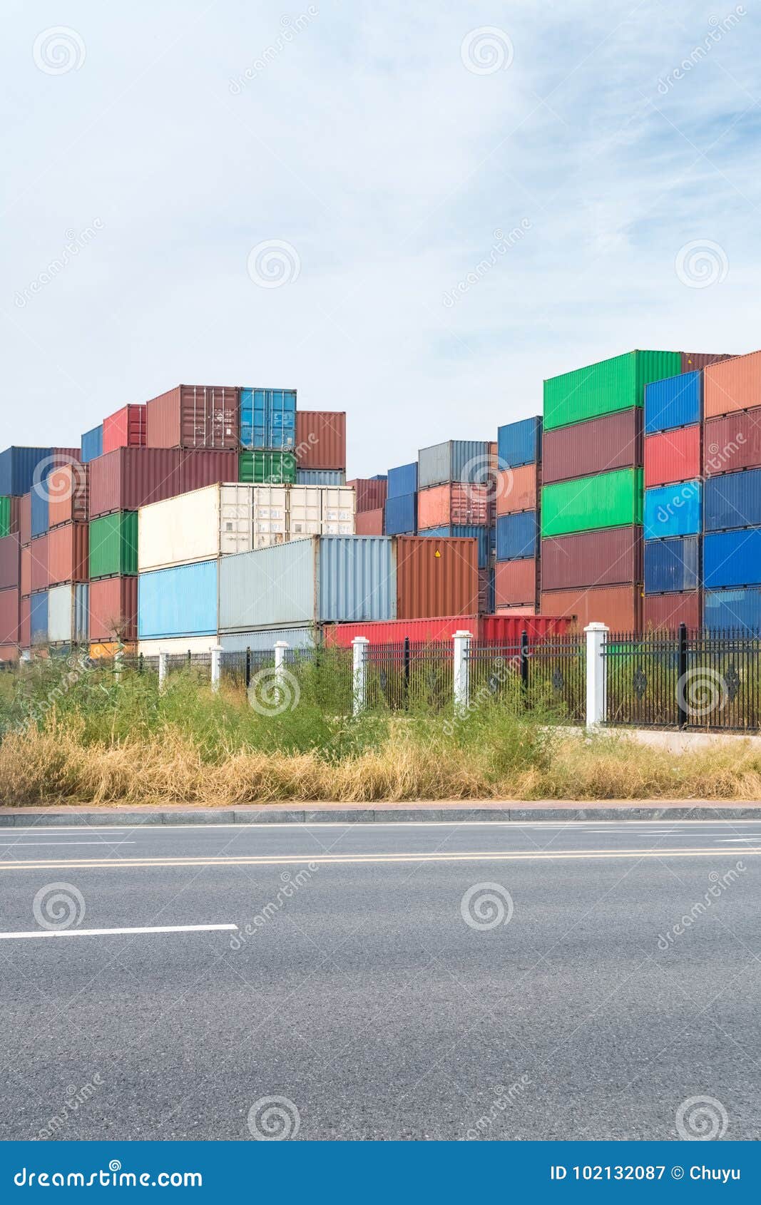 Road and container yard stock image. Image of transportation - 102132087