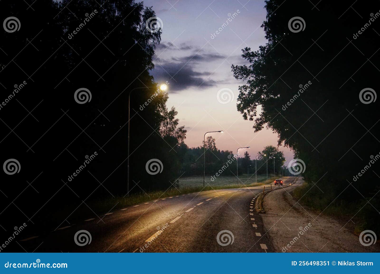 Road at the Country Side during Night Stock Image - Image of sunset ...
