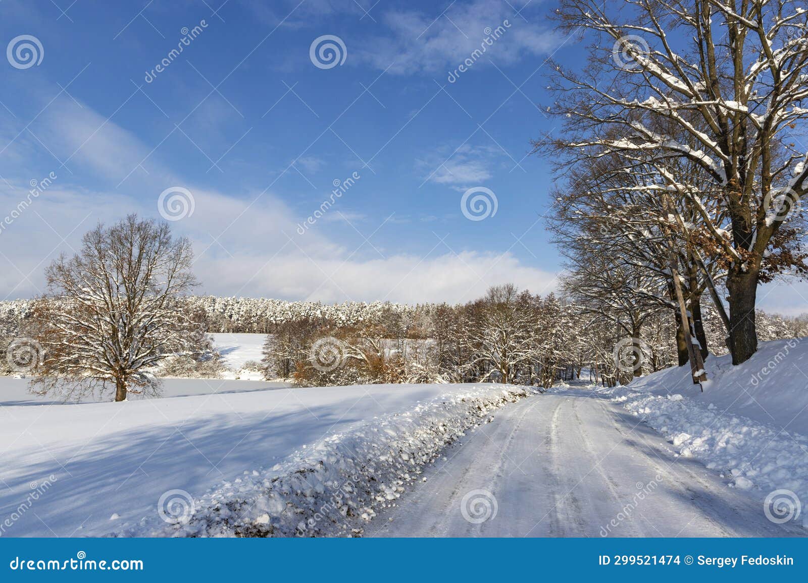 Road in the Countryside after Heavy Snowfall in Central Europe Stock ...