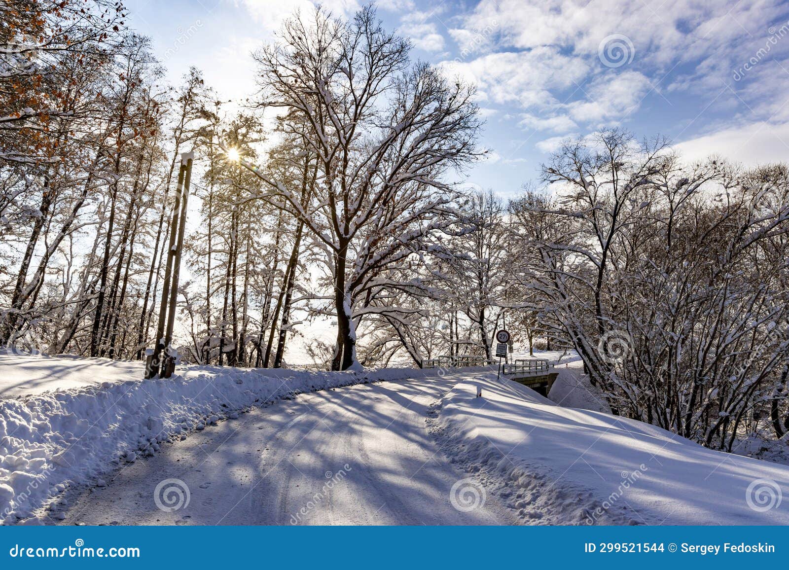 Road in the Countryside after Heavy Snowfall in Central Europe Stock ...