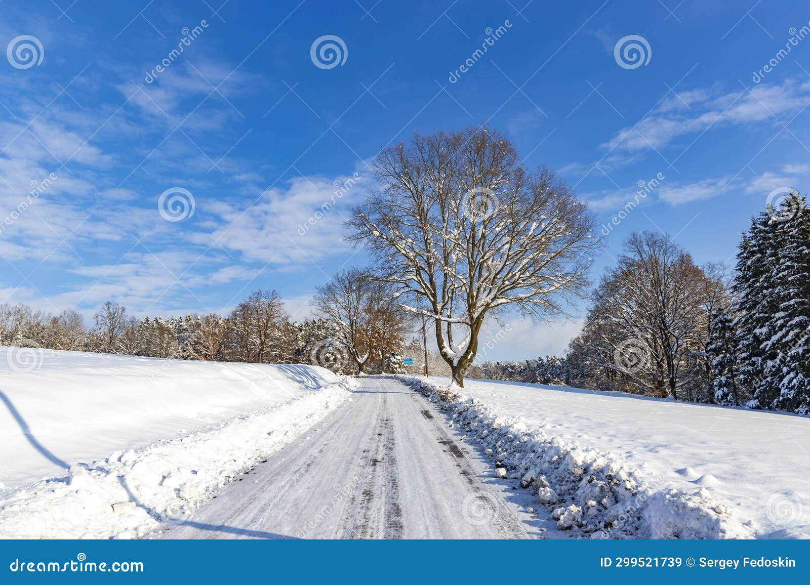Road in the Countryside after Heavy Snowfall in Central Europe Stock ...