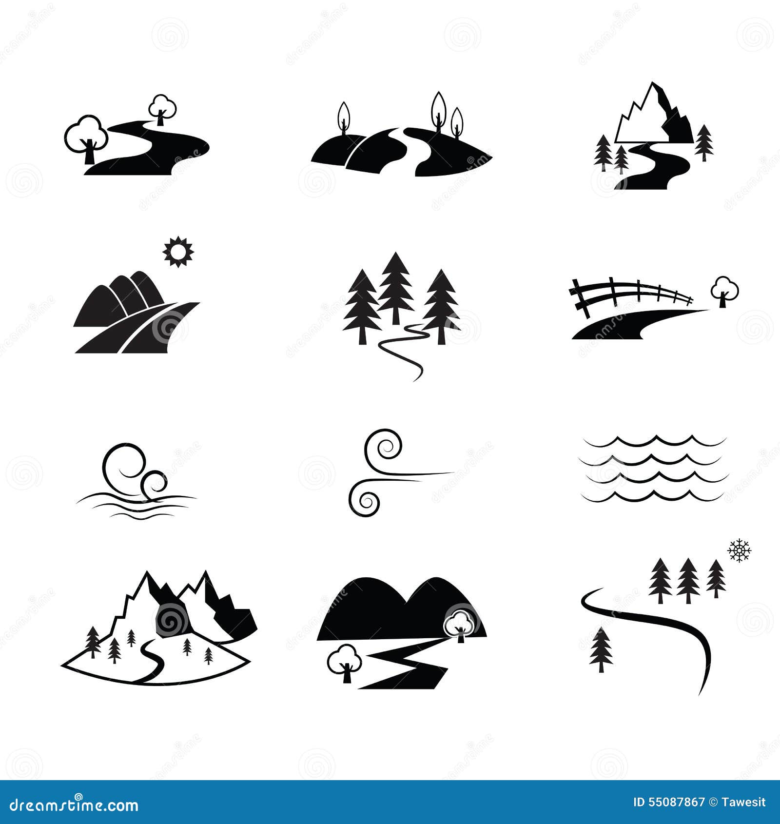 Road countryside view icon stock vector. Illustration of bush - 55087867