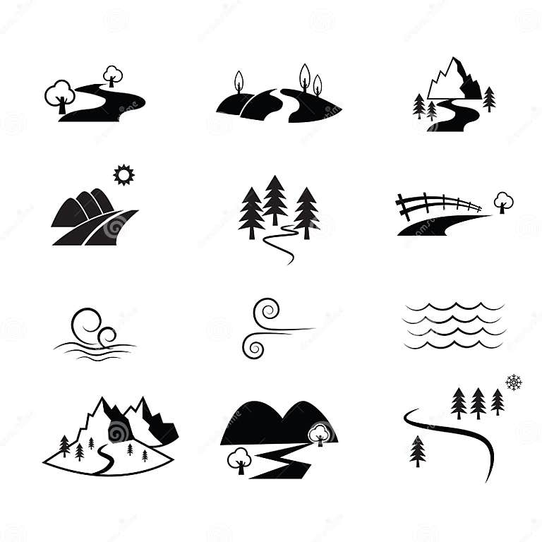 Road countryside view icon stock vector. Illustration of bush - 55087867