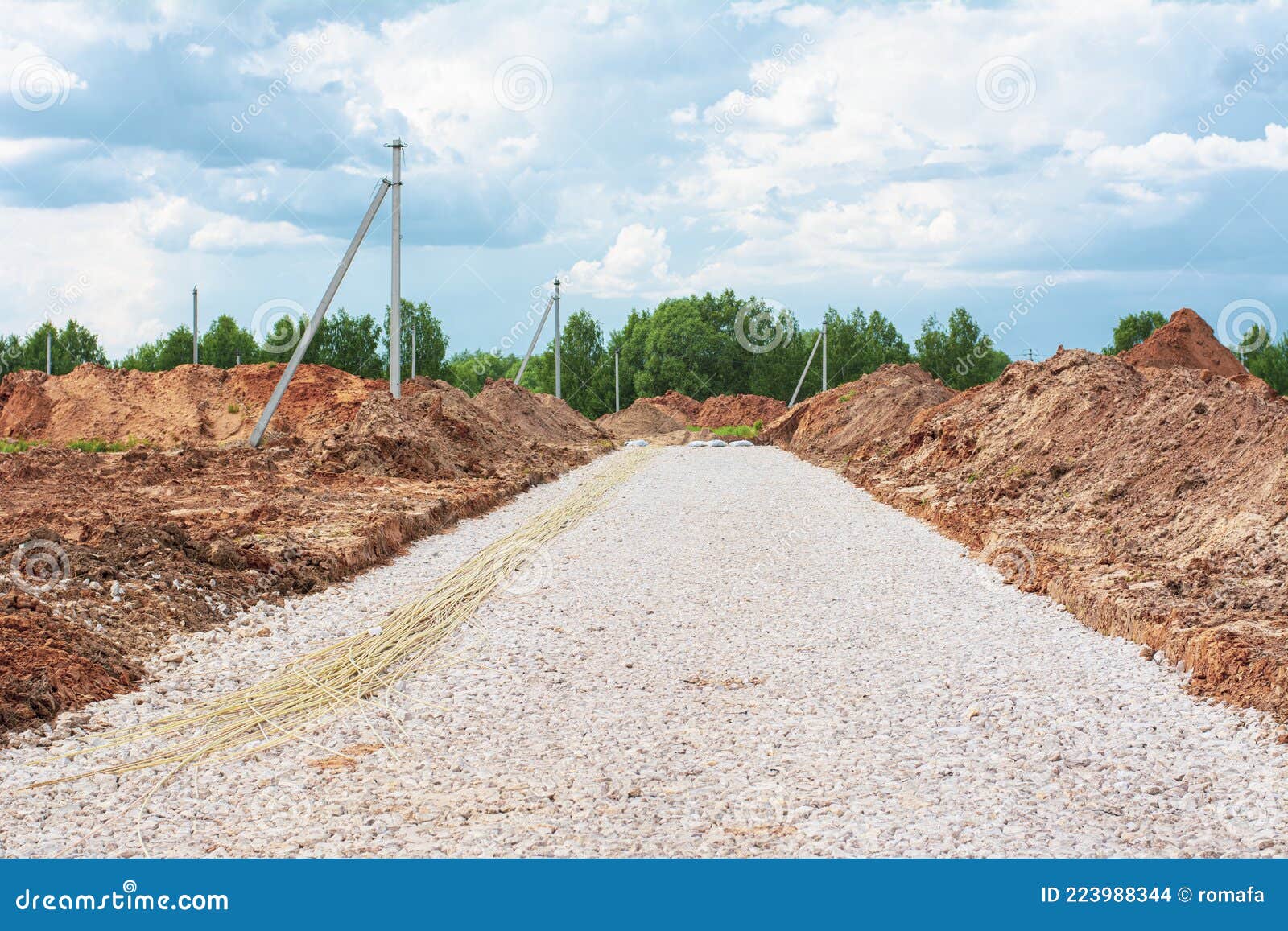 Construction of an Asphalt Road. the Road is Made of Rubble Stone ...