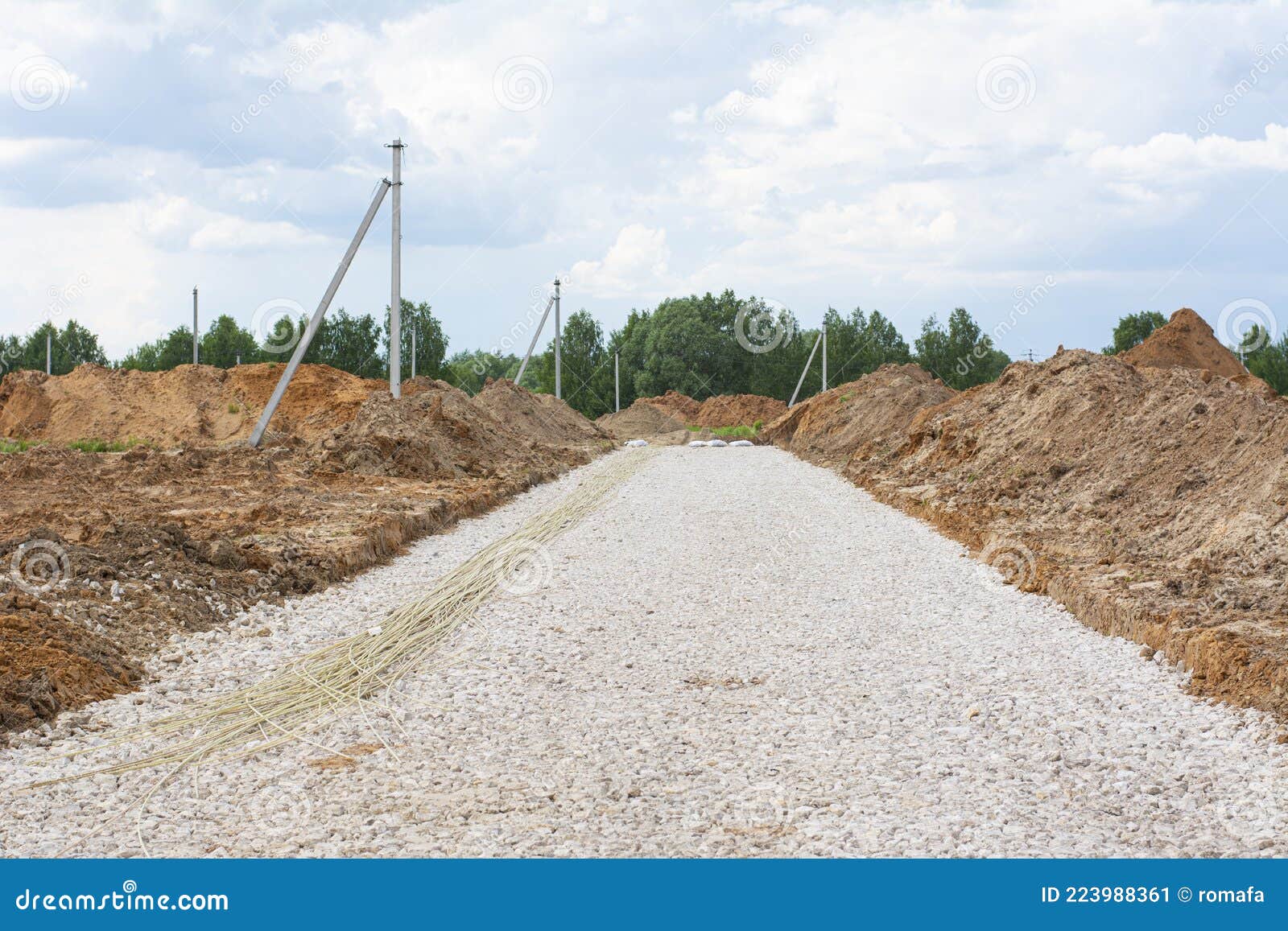 Construction of an Asphalt Road. the Road is Made of Rubble Stone ...