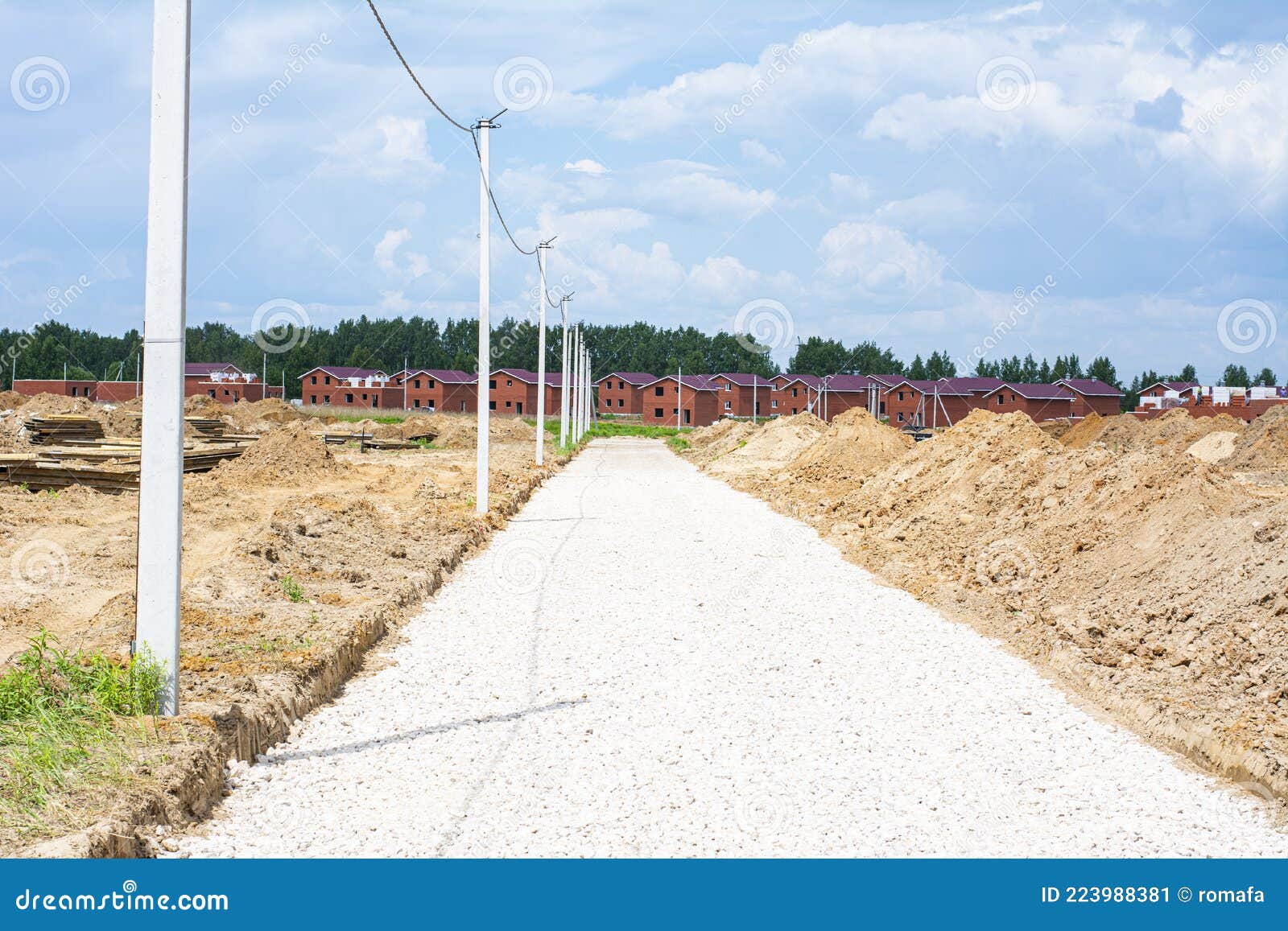Construction of an Asphalt Road. the Road is Made of Rubble Stone ...