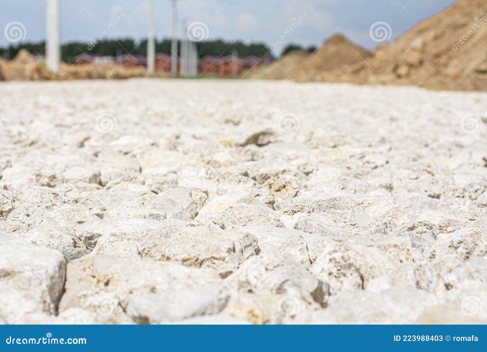 Construction of an Asphalt Road. the Road is Made of Rubble Stone ...