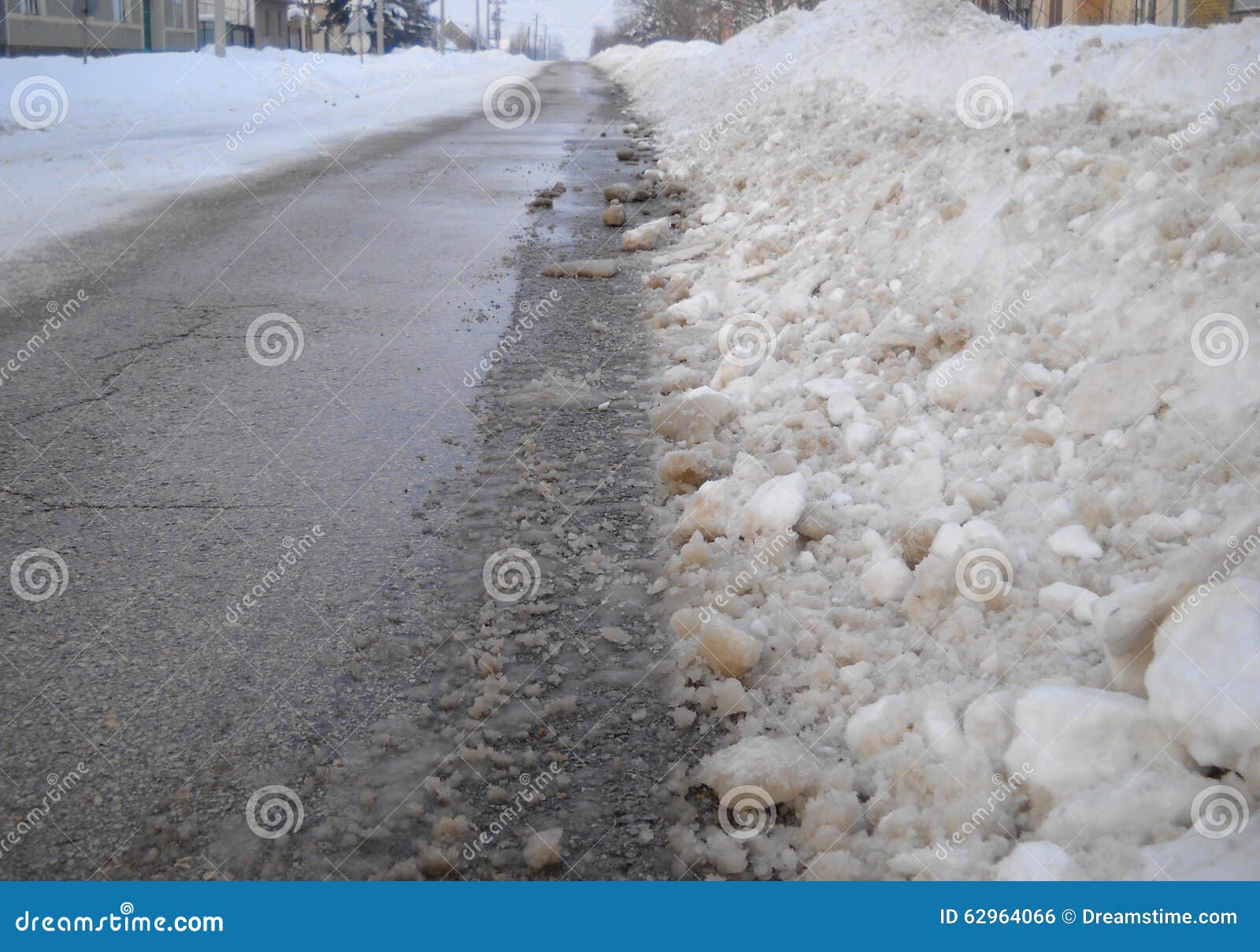 Road covered in snow stock photo. Image of park, view - 62964066