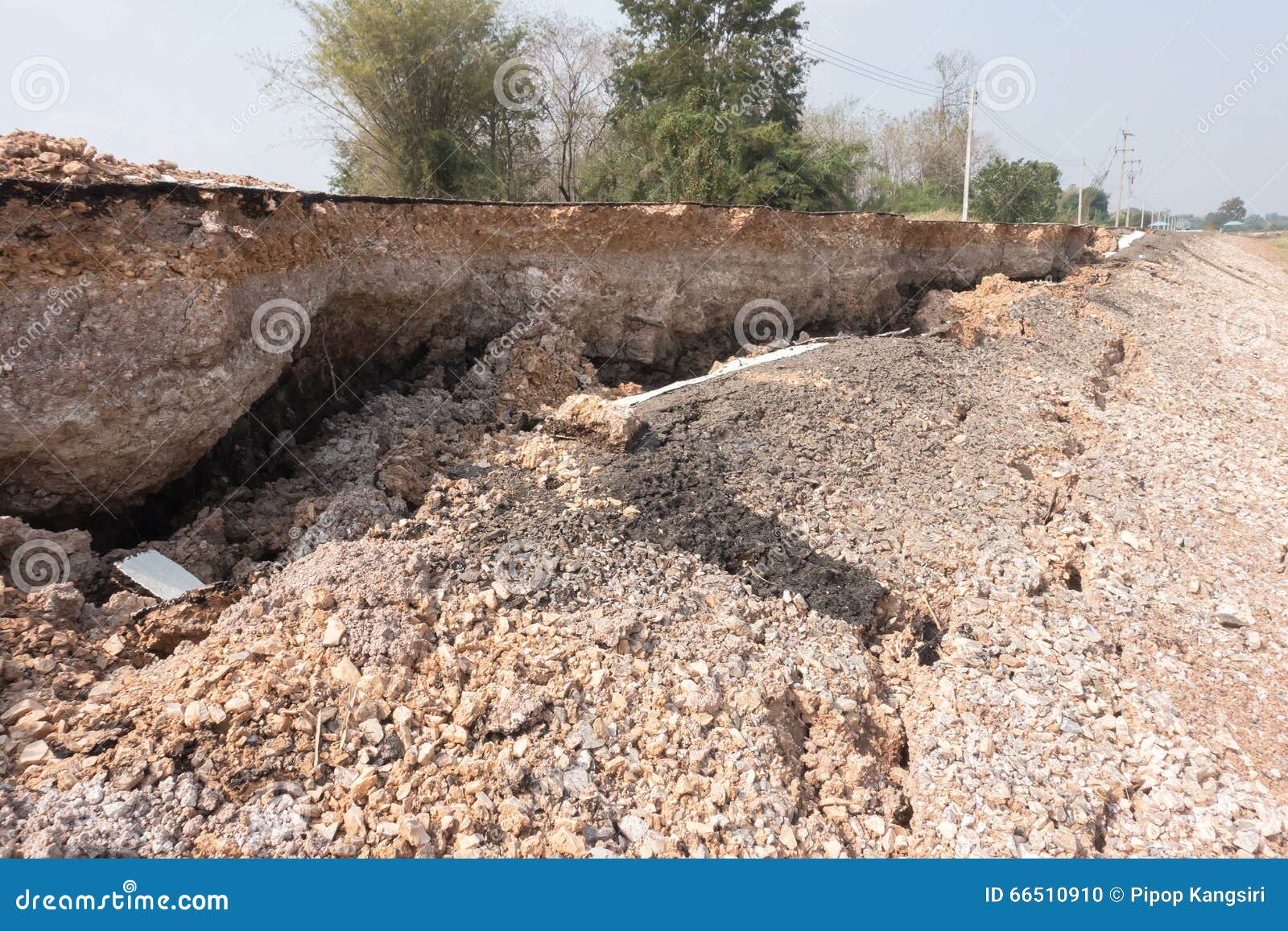 Road Cracked and Broken stock photo. Image of repairing - 66510910