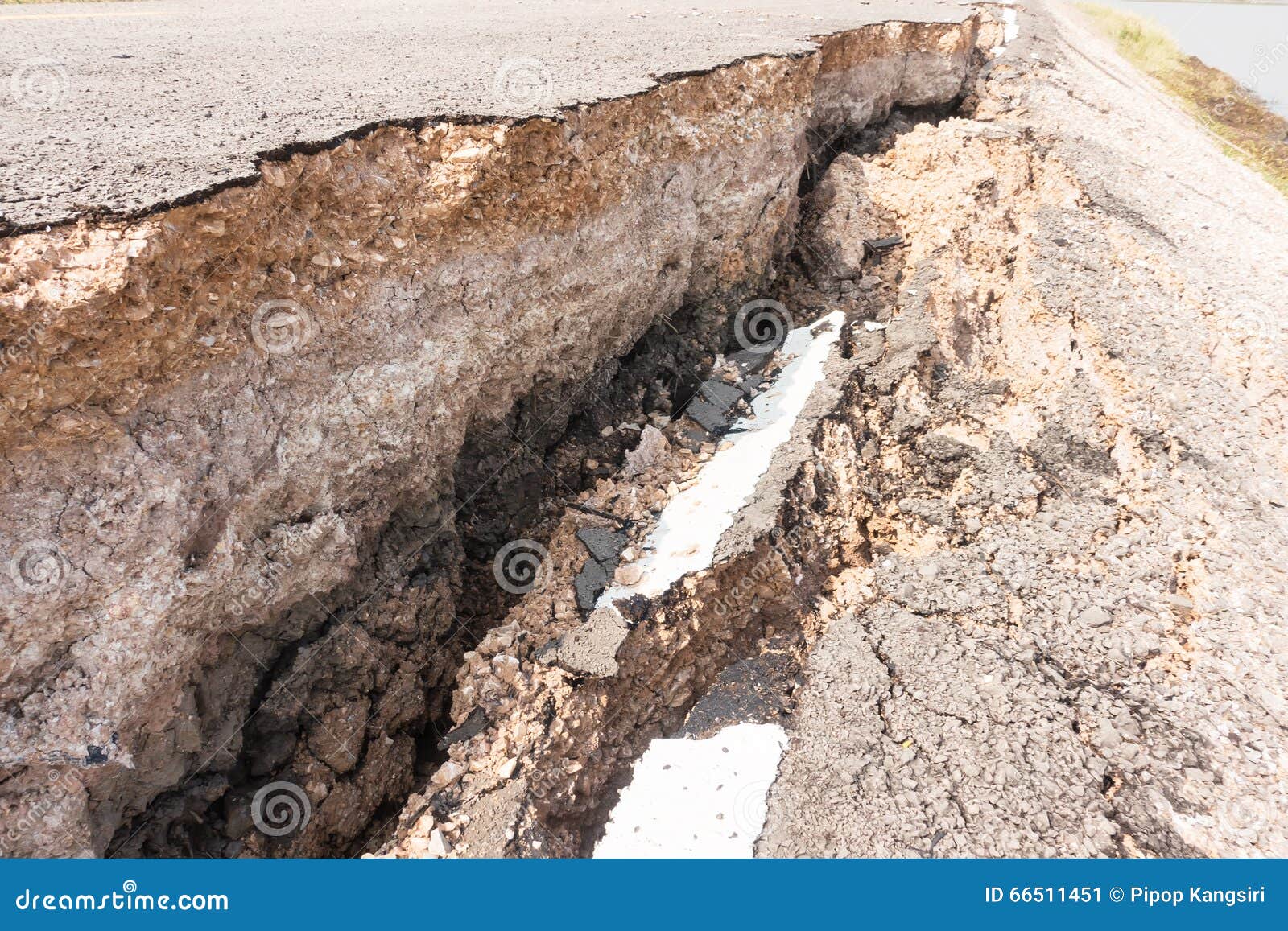Road Cracked and Broken stock image. Image of concrete - 66511451