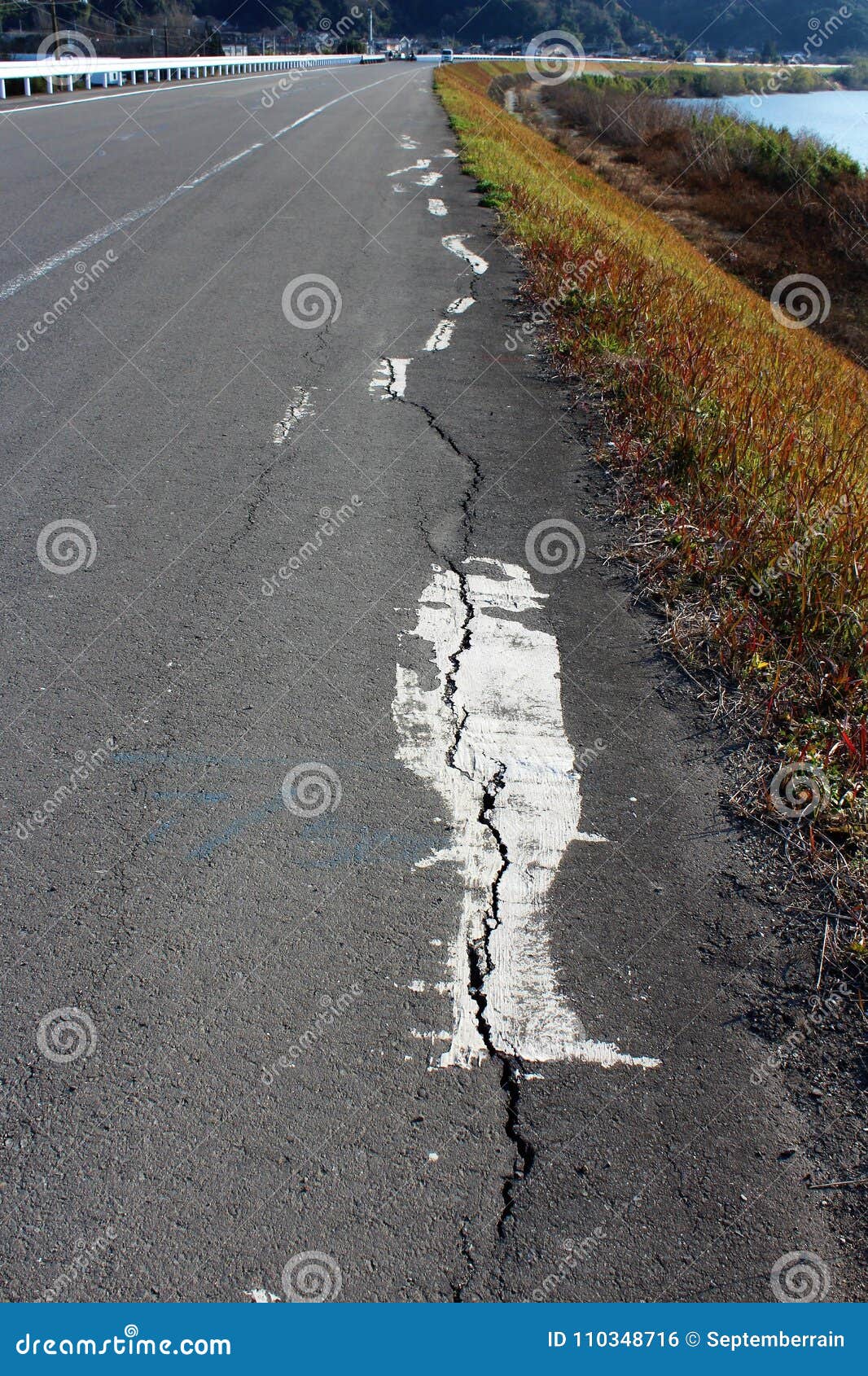 Earthquake damaged road stock photo. Image of commute - 110348716