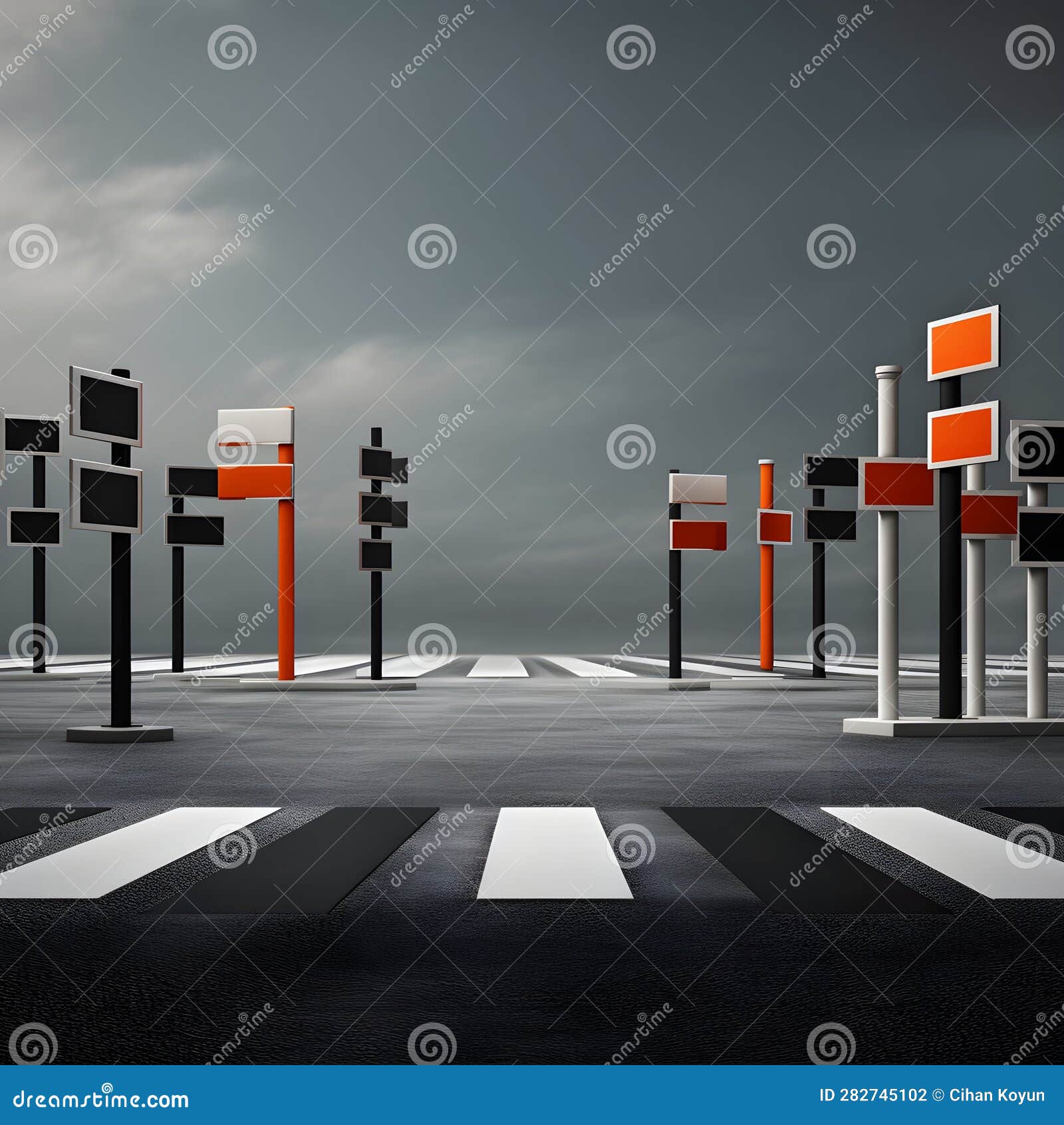 Road Crosswalks with Visible Signposts Stock Photo - Image of clear ...