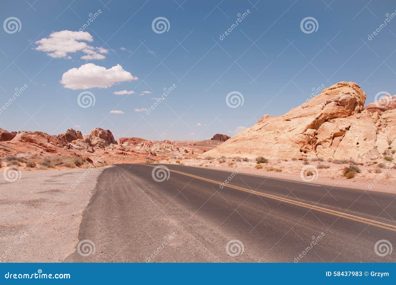 Road curve at the desert stock image. Image of nature - 58437983