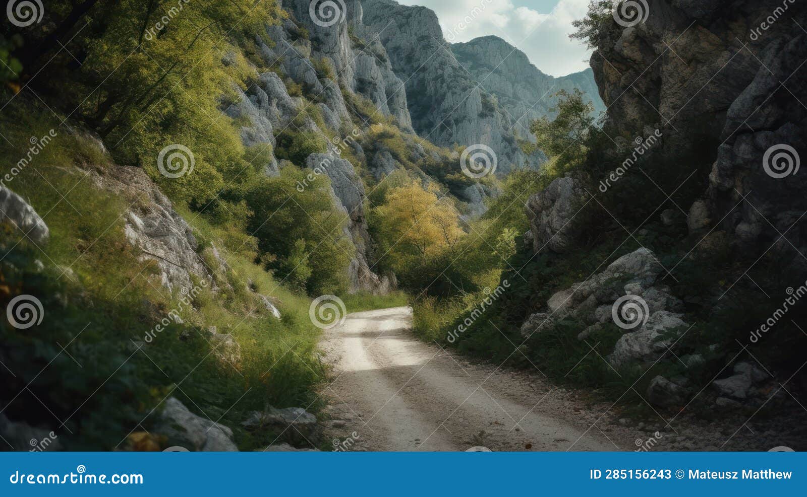 Road Curving Up through Limestone Pass Stock Image - Image of autumn ...