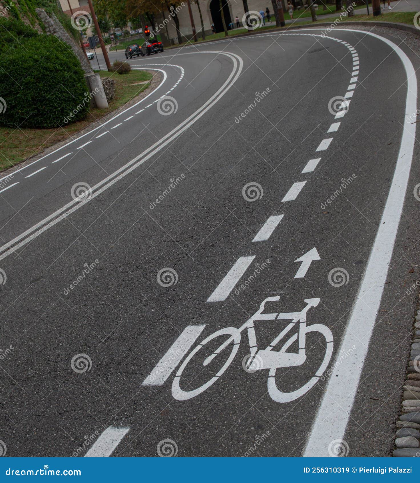 Road with cycle path stock image. Image of driving, walk - 256310319
